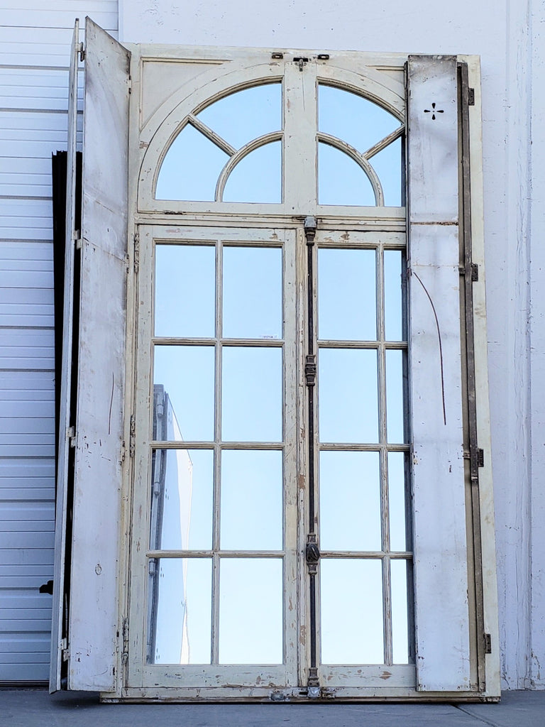 Pair of 8 Pane Mirrored French Rectangle Windows with Arched Transom – Antiquities Warehouse of ...