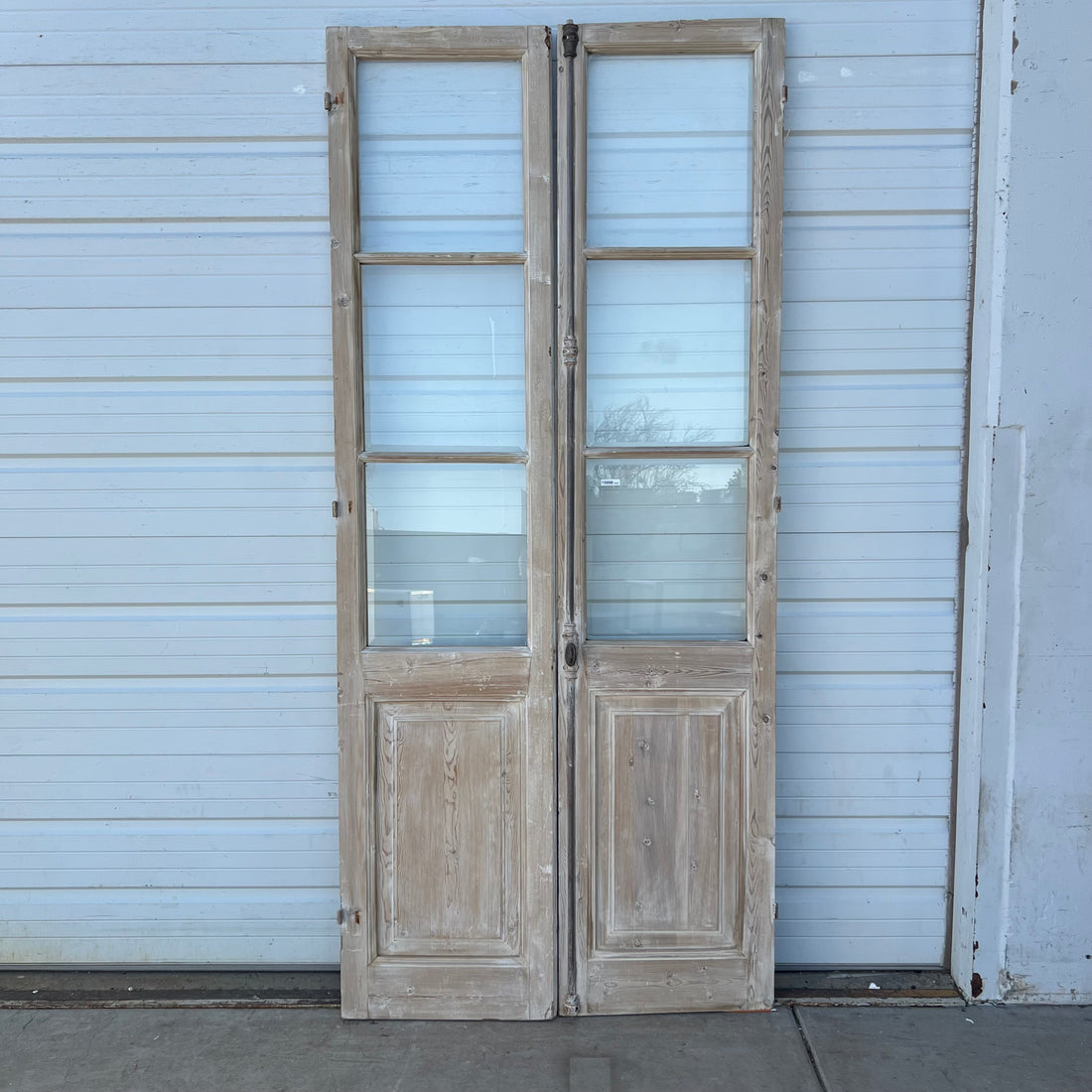 Pair of Washed Wood French Doors w/6 Lites – Antiquities Warehouse of ...