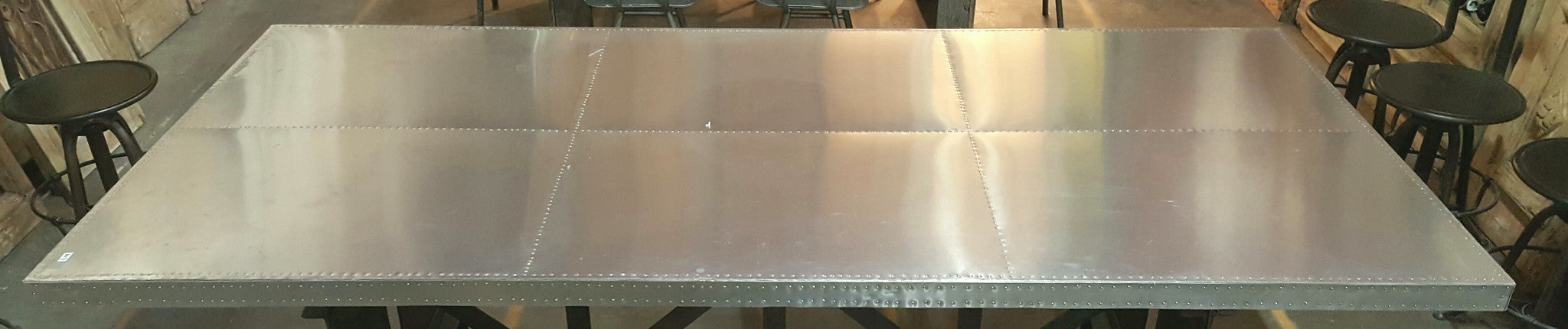 Stainless Steel Riveted Table Top – Antiquities Warehouse of Grand Traverse
