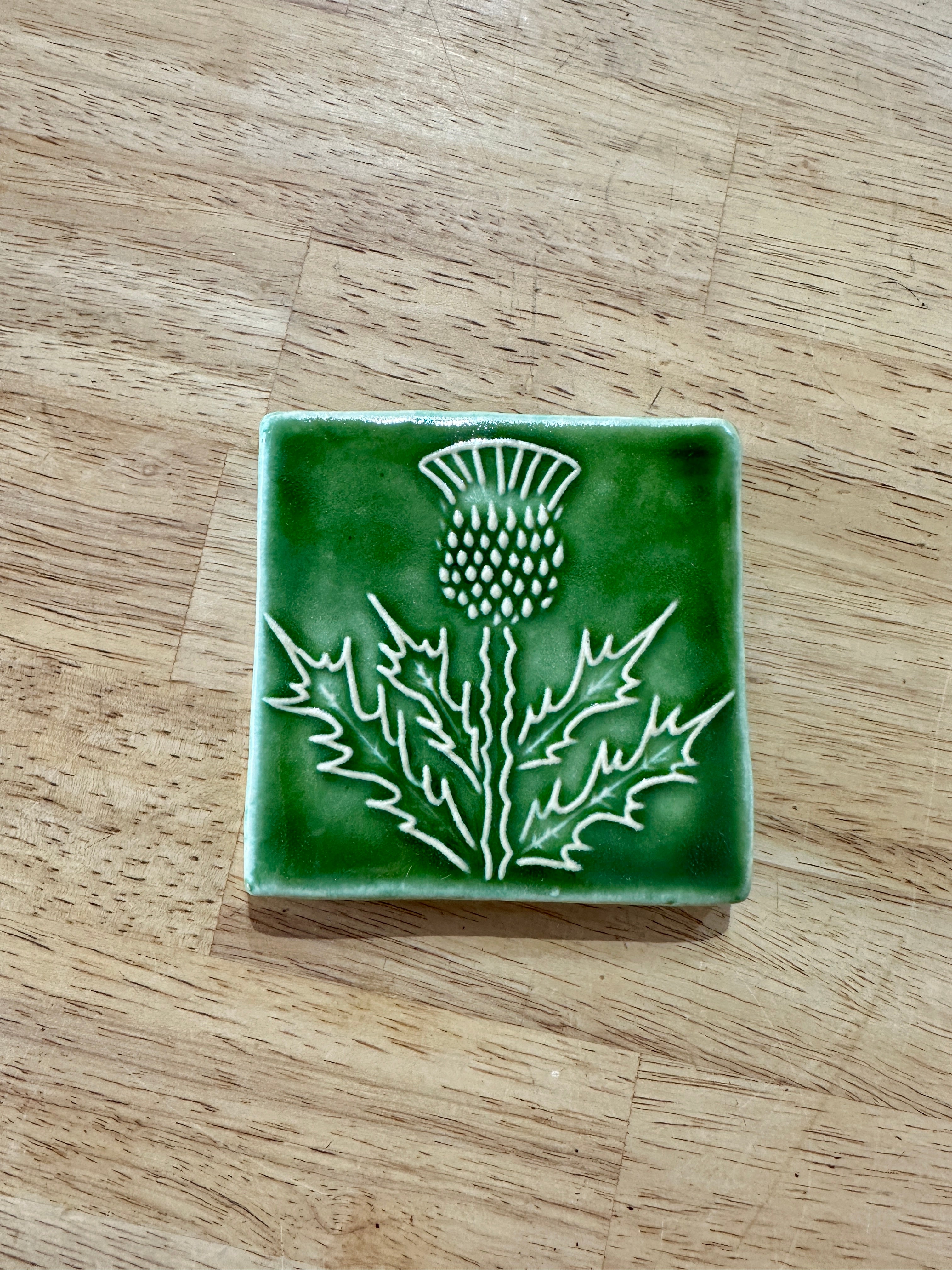 4x4 Thistle Tile, Green – Antiquities Warehouse of Grand Traverse