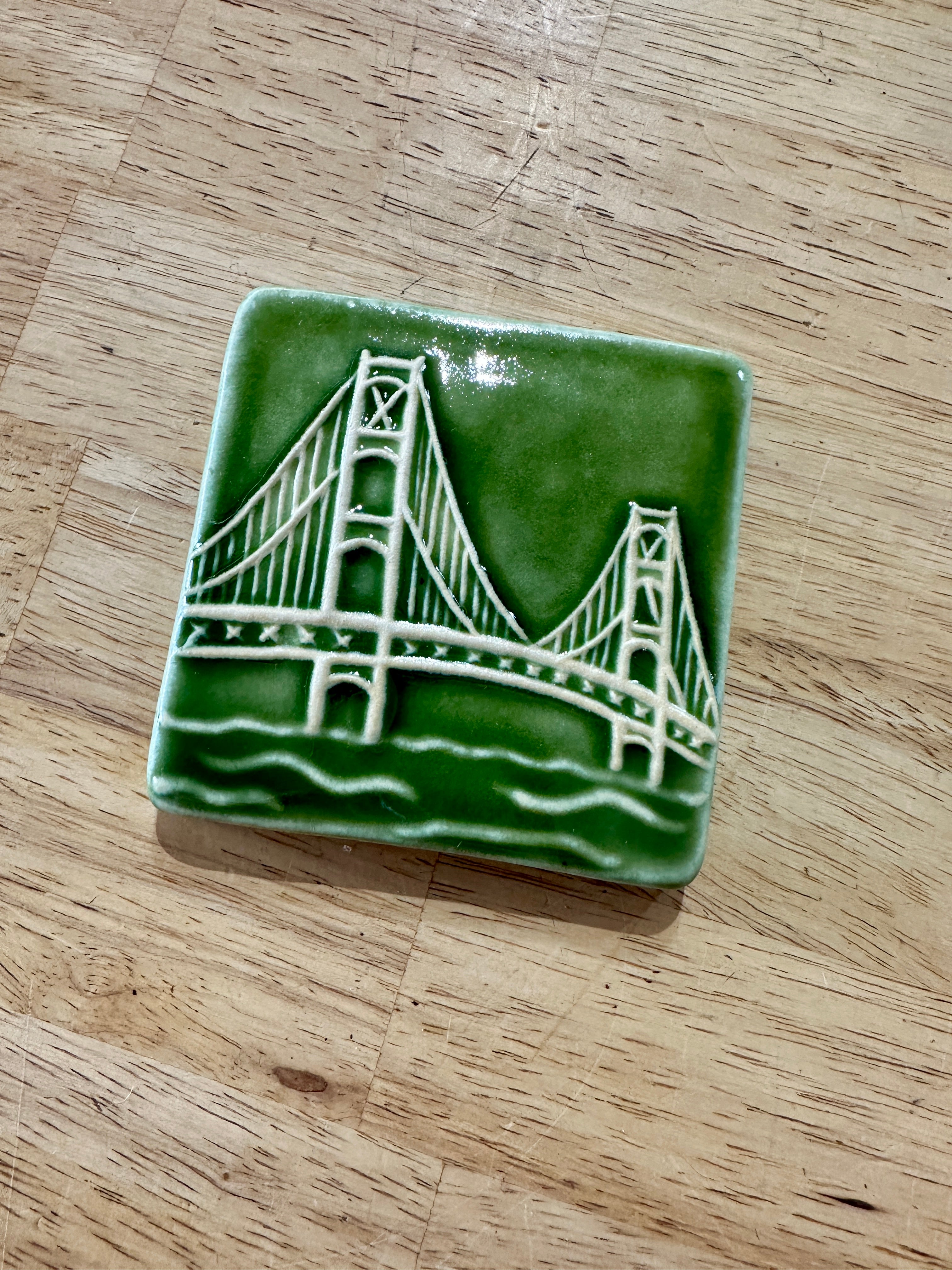 4x4 Mackinac Bridge Tile, Green – Antiquities Warehouse of Grand Traverse