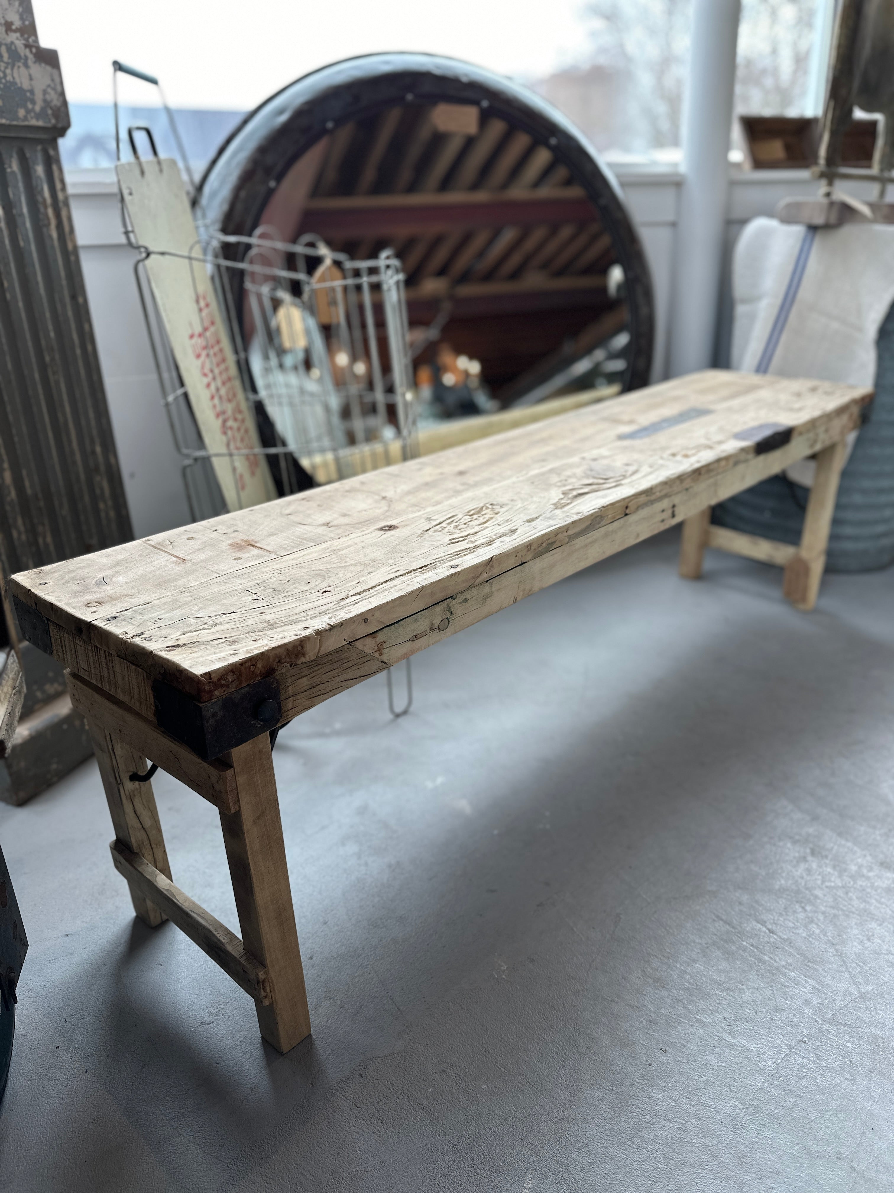 Folding Wood Bench (Blonde or Dark Wood) – Antiquities Warehouse of ...