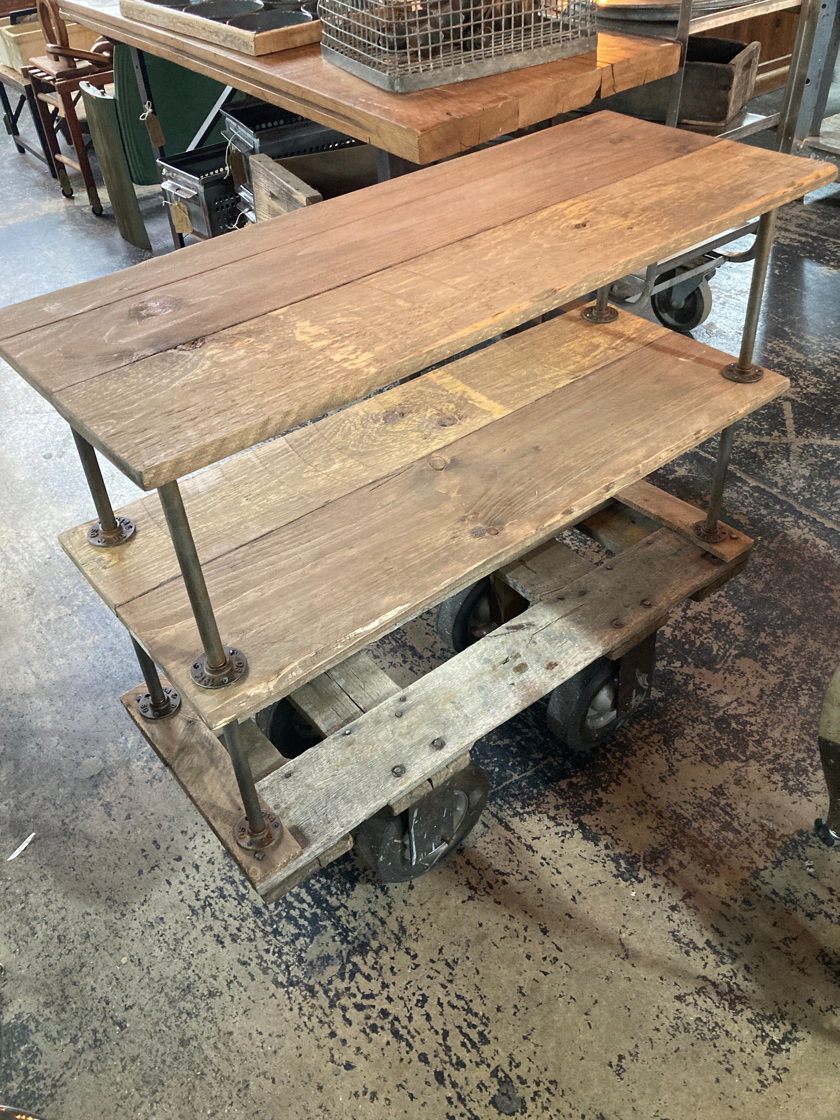 Industrial Push Cart/Bar Cart on Wheels – Antiquities Warehouse of ...